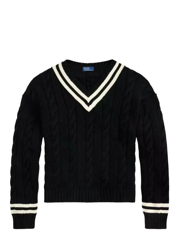 Polo Ralph Lauren Cable-knit V-neck Sweater - Black