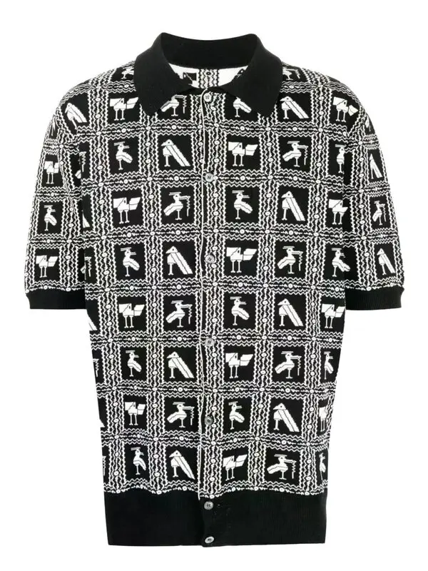 4SDESIGNS Graphic-design Short-sleeve Shirt - Black