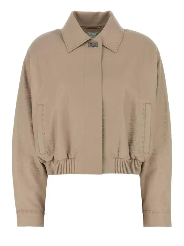 Fendi Leather Jacket - Beige O Tan