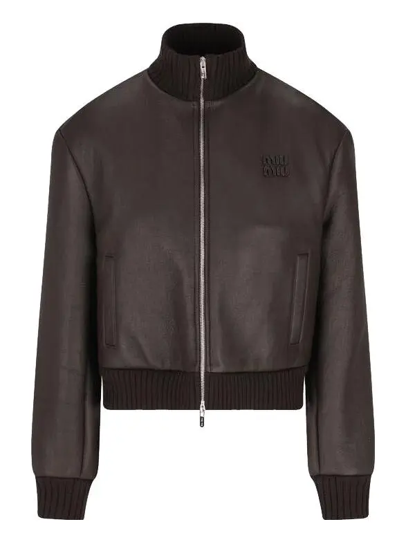 Miu Miu Sheepskin Bomber Jacket - Brown