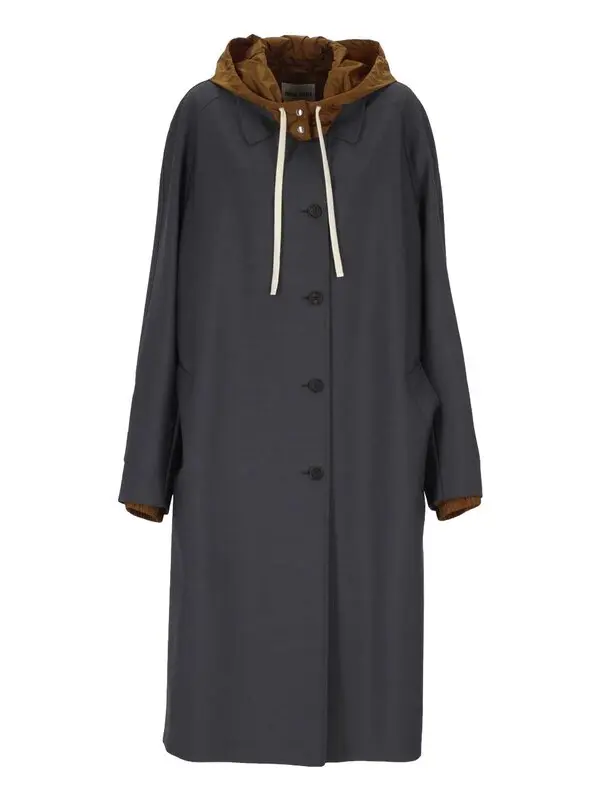 Miu Miu Coat With Hood - Ematite+canne