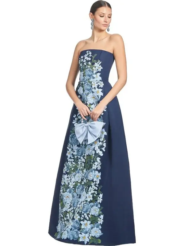 Sachin & Babi Larisa Printed Gown - Navy