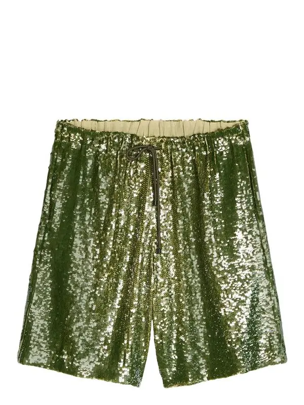 Dries Van Noten Embellished Knee Length Shorts - Khaki