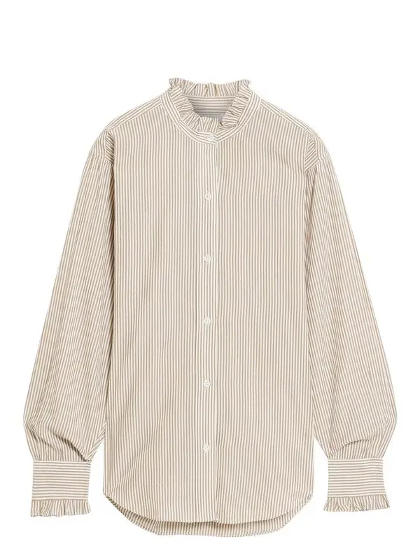 MARANT ETOILE Saoli Striped Cotton-poplin Shirt - Light Brown
