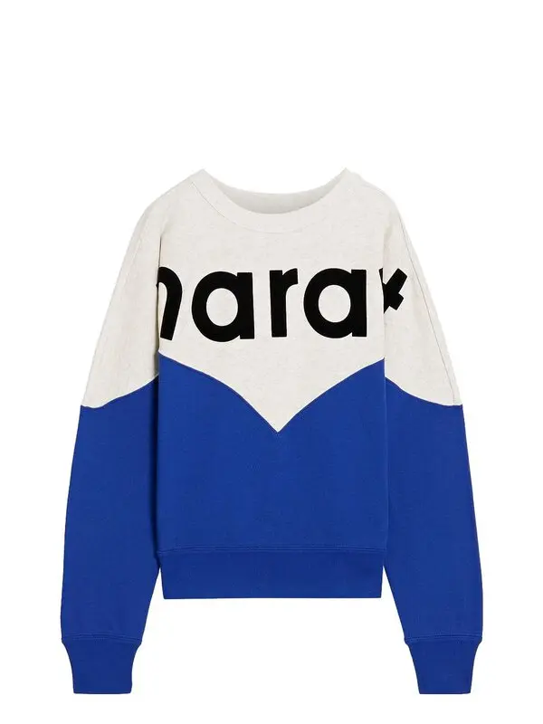 MARANT ETOILE Houston Two-tone Flocked Cotton-blend Fleece Sweatshirt - Royal Blue