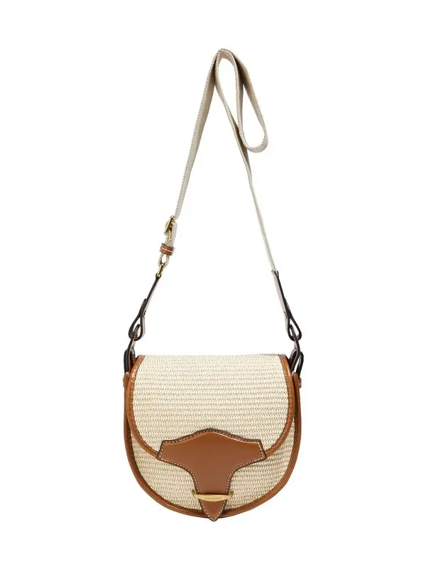 Isabel Marant Botsy Leather-trimmed Faux Raffia Shoulder Bag - Beige