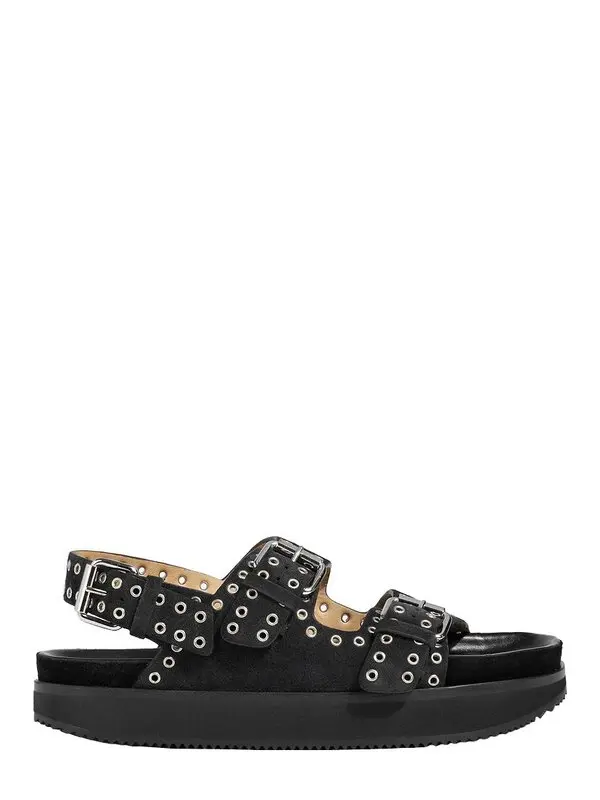 Isabel Marant Ophie Eyelet-embellished Suede Slingback Sandals - Black