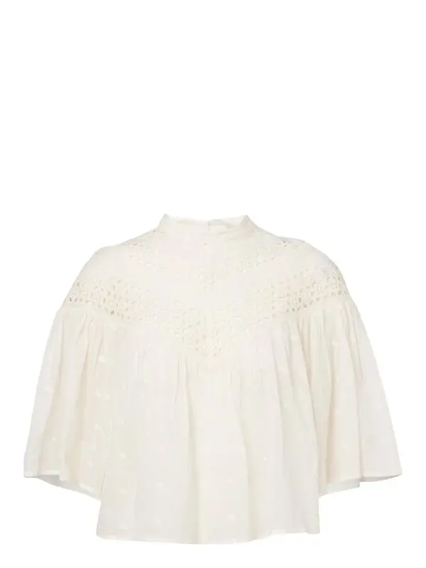 NILI LOTAN Mikki Embroidered Cotton Voile Top - White