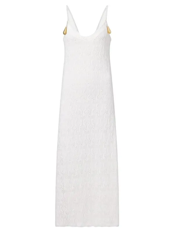 Bottega Veneta Fish Lace Cotton And Silk Maxi Dress - White
