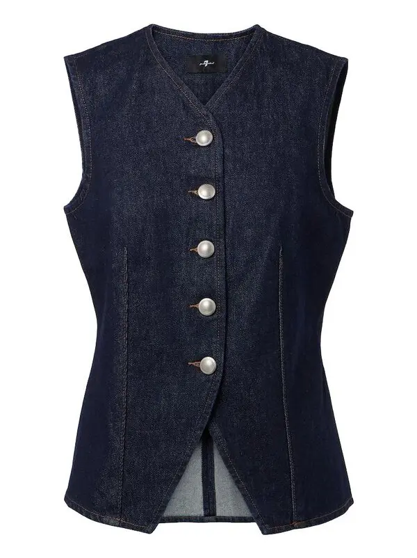7 For All Mankind Denim Vest - Blue