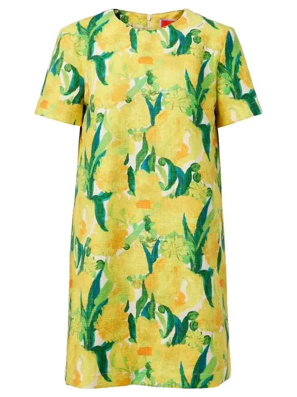 La DoubleJ Swing Printed Cotton Minidress - Yellow