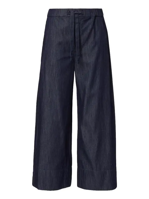 Max Mara Jour Cotton Chambray Wide-leg Pants - Blue
