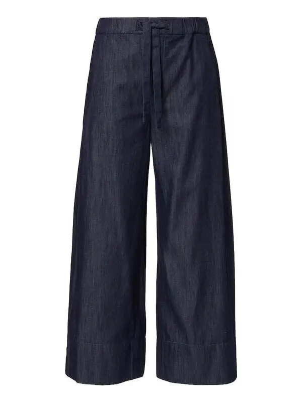 Max Mara Jour Cotton Chambray Wide-leg Pants - Blue