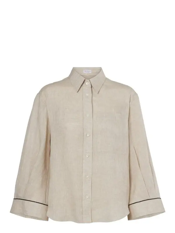 Brunello Cucinelli Monili Linen Shirt - Beige