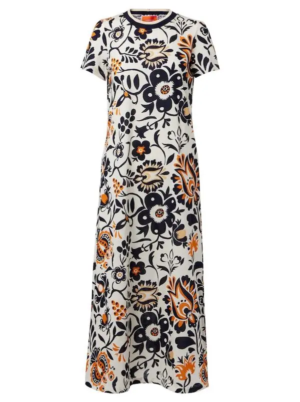 La DoubleJ Sporty Swing Cotton Jersey Midi Dress - Multicoloured
