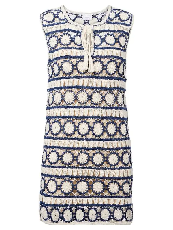 Anna Kosturova Crochet Cotton Minidress - White