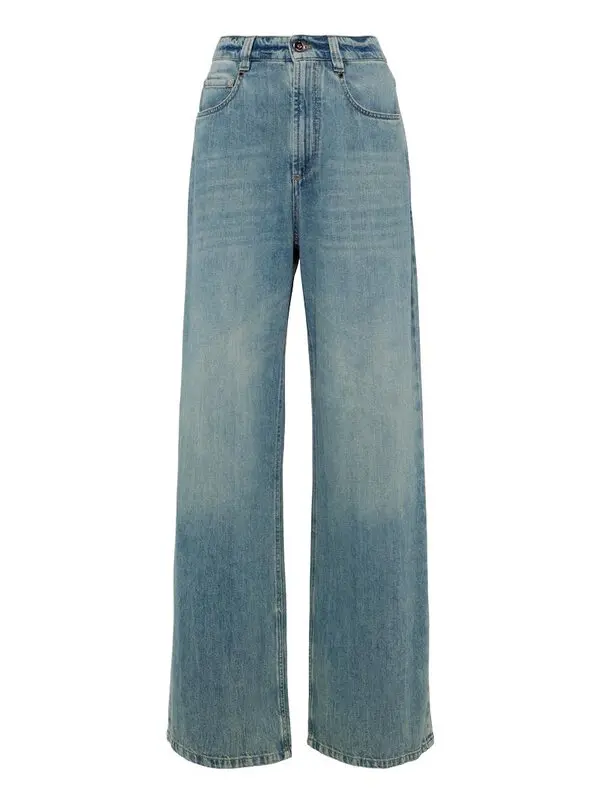 Brunello Cucinelli High-rise Wide-leg Jeans In Medium Wash - Blue