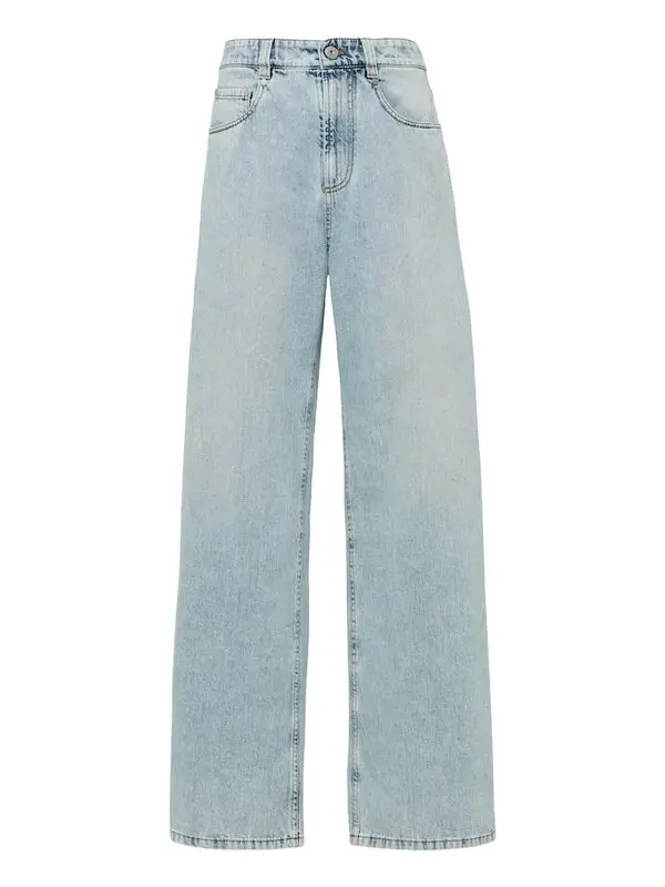 Brunello Cucinelli High-rise Wide-leg Jeans In Medium Wash - Blue