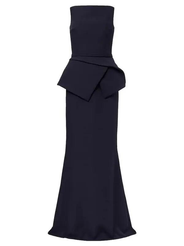 Safiyaa Belted Crêpe Gown - Blue
