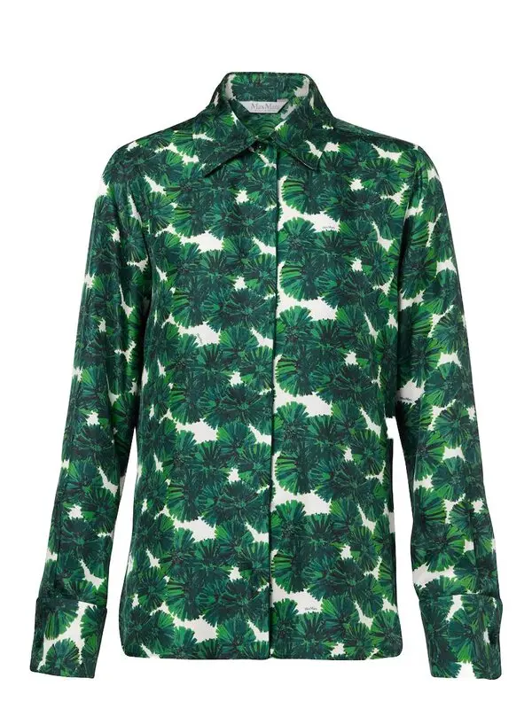 Max Mara Rodesia Printed Silk Twill Shirt - Green
