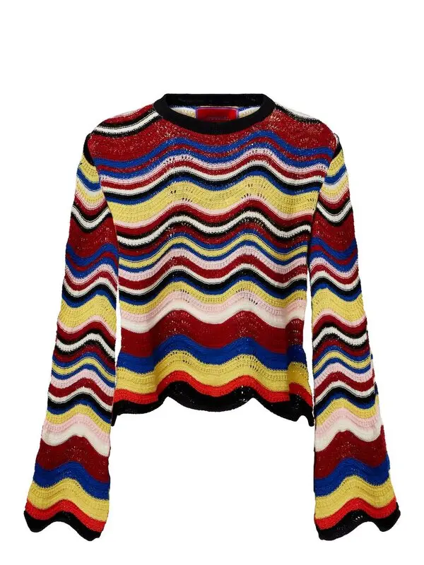 La DoubleJ Chevron Crochet Cotton Top - Multicoloured