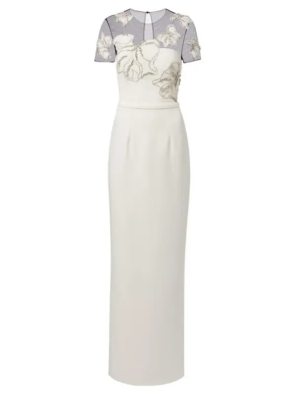Safiyaa Embellished Crêpe Gown - White