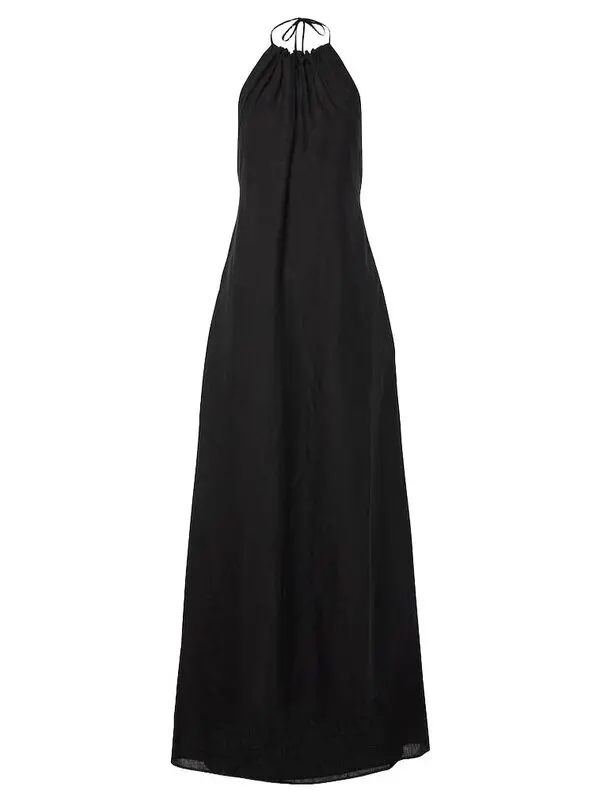 NILI LOTAN Lelia Halterneck Linen Maxi Dress - Black