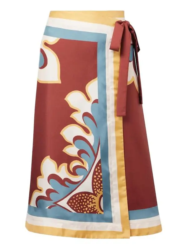 La DoubleJ Printed Silk Wrap Skirt - Multicoloured
