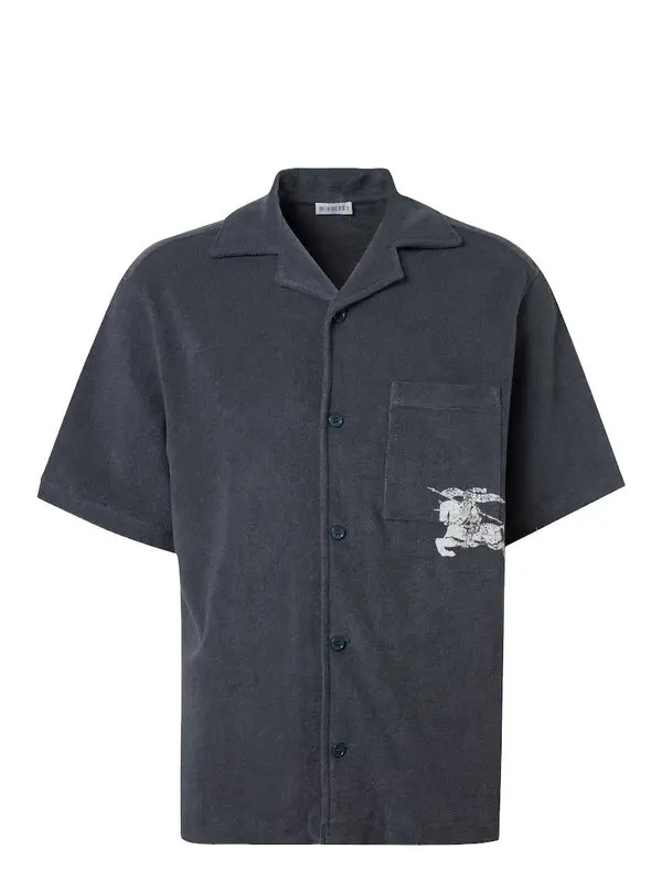 Burberry Ekd Cotton Terry Bowling Shirt - Blue