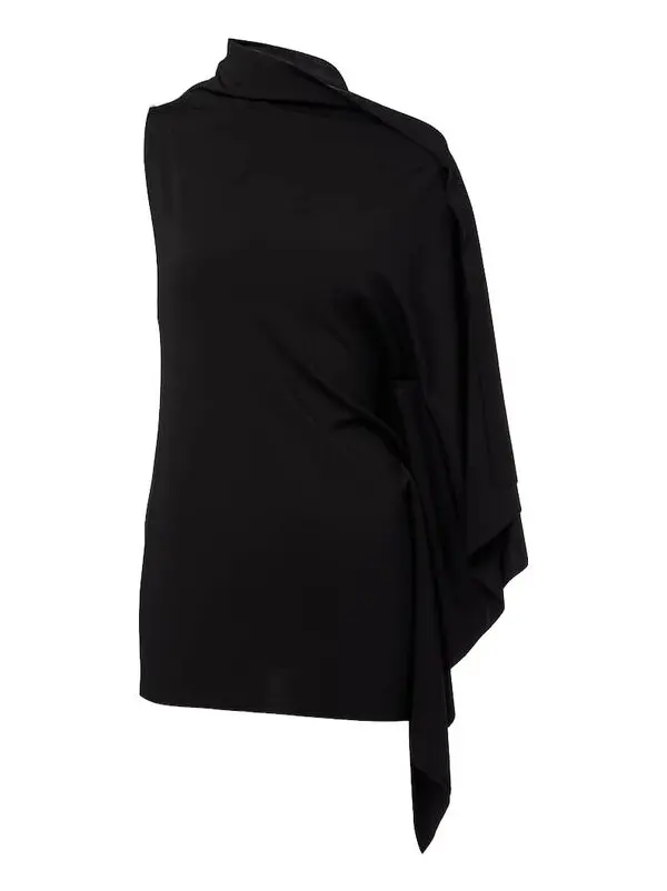 Sportmax Fiorella Asymmetric Jersey Top - Black