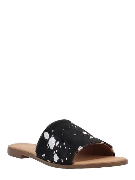 DINGO Calf Hair Slide Sandal - Black