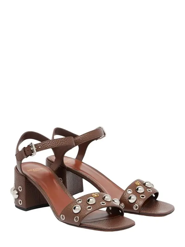 Valentino Garavani Nellcôte Studded Leather Sandals - Brown