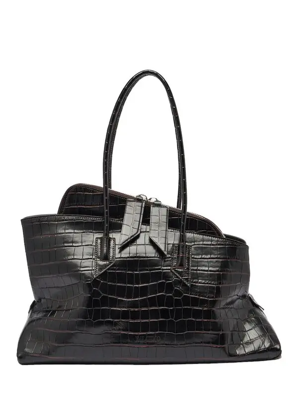 Attico La Passeggiata Medium Leather Tote - Black