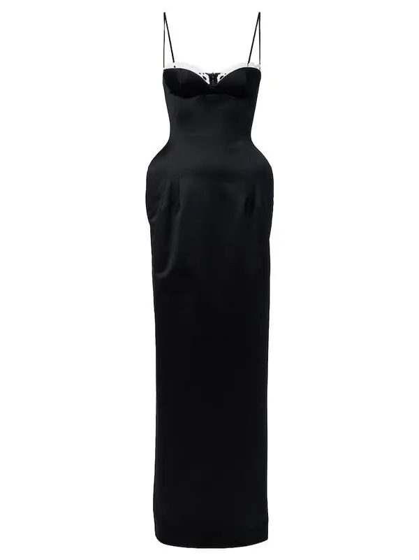 Magda Butrym Crochet-trimmed Bustier Gown - Black