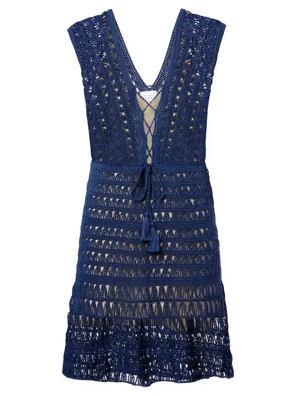 Anna Kosturova Crocheted Cotton Minidress - Blue