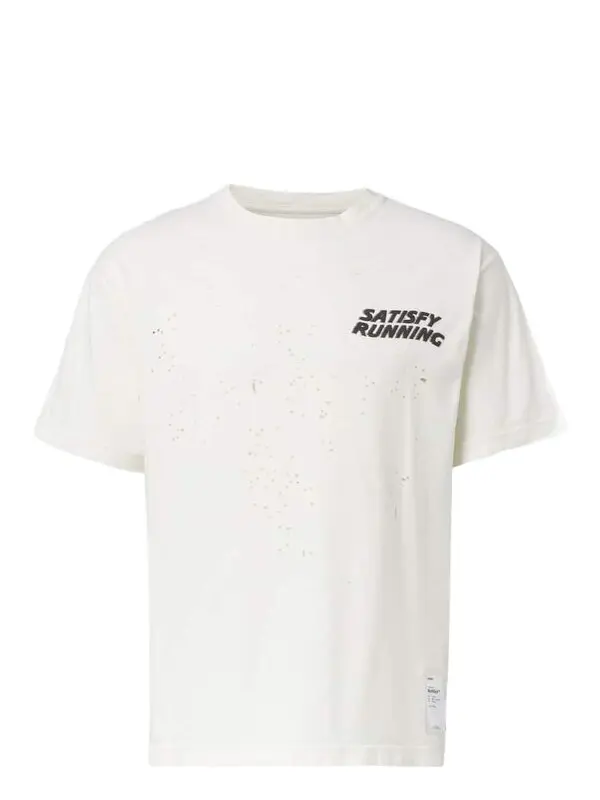 Satisfy Distressed Logo Cotton Jersey T-shirt - White