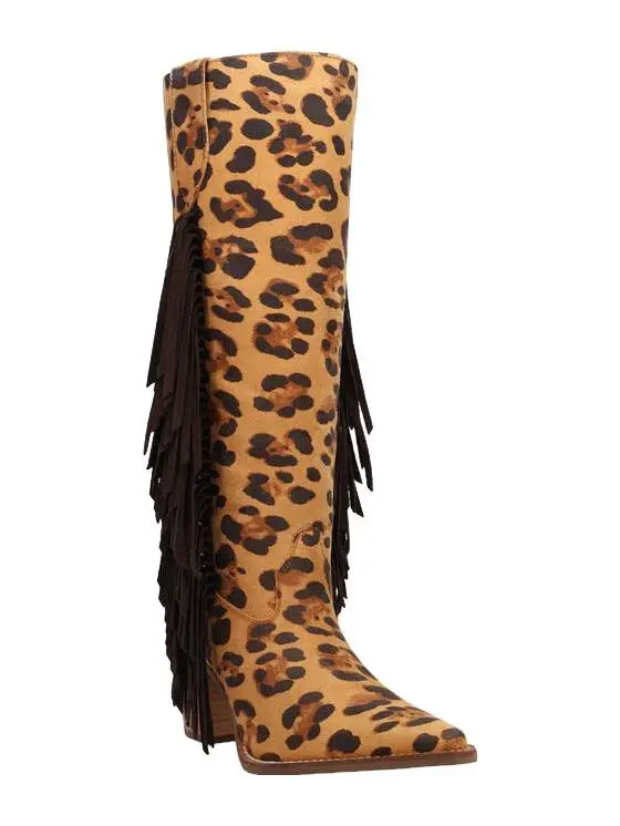 DINGO Twister Knee High Western Boot - Leopard
