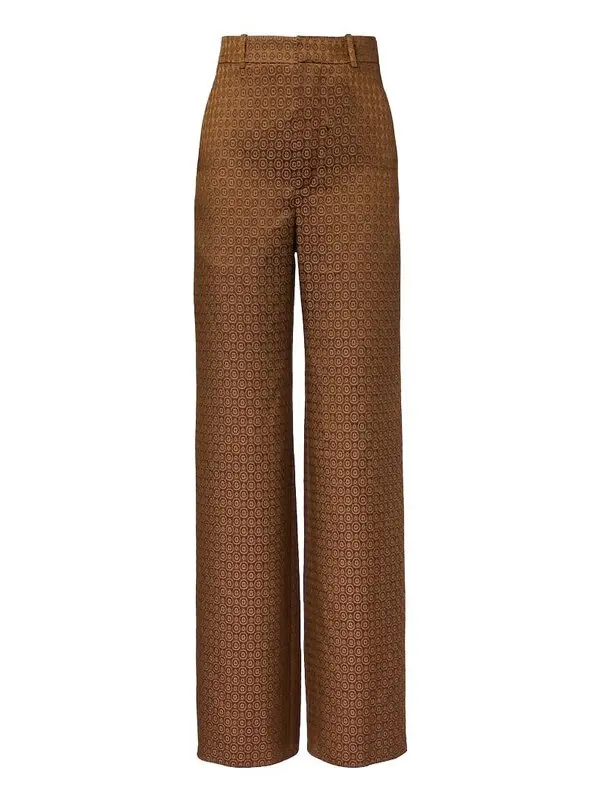 Saint Laurent High-rise Jacquard Wide-leg Pants - Brown