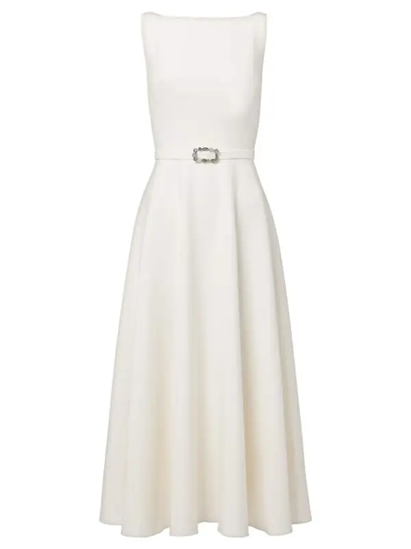 Safiyaa Belted A-line Midi Dress - White