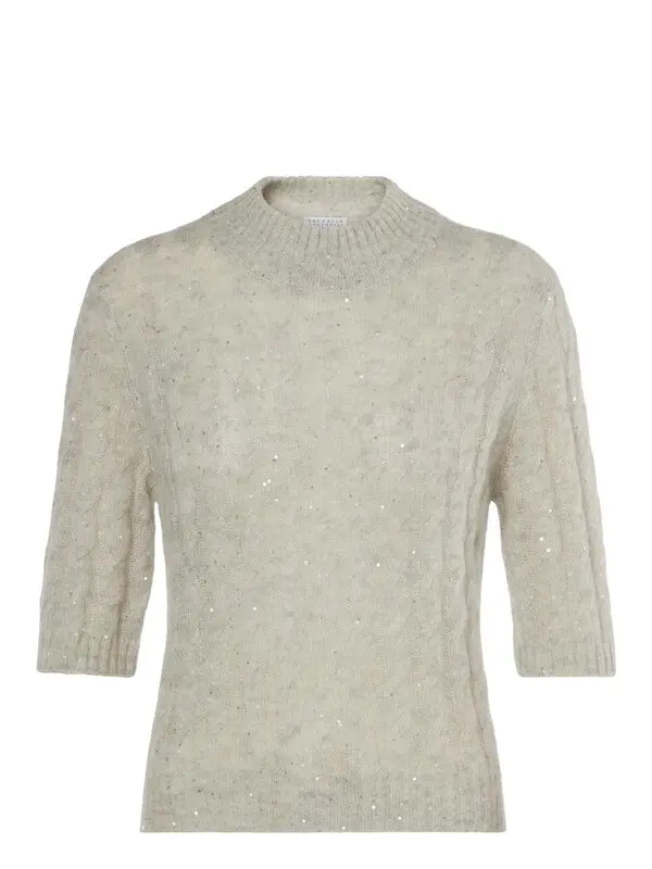 Brunello Cucinelli Sequined Cable-knit Sweater - Grey