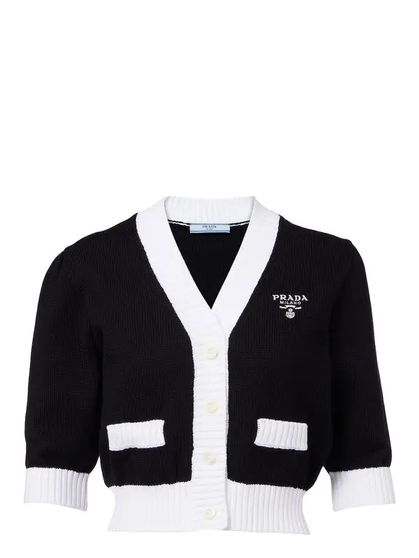 Prada Cropped Cotton Cardigan - Black