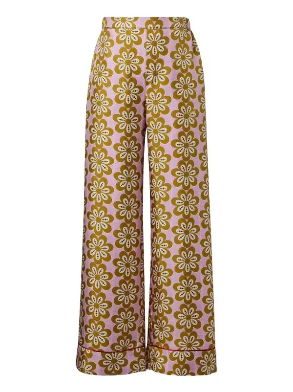 La DoubleJ Floral Silk Twill Pajama Pants - Multicoloured