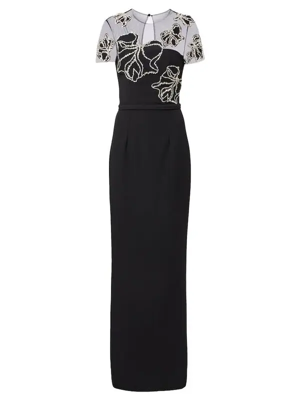 Safiyaa Embellished Crêpe Gown - Black