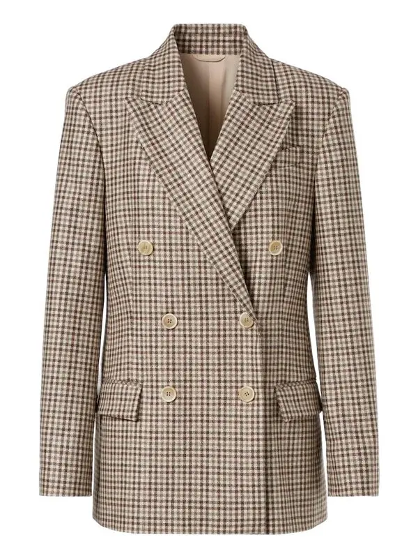 Brunello Cucinelli Checked Virgin Wool Blazer - Beige