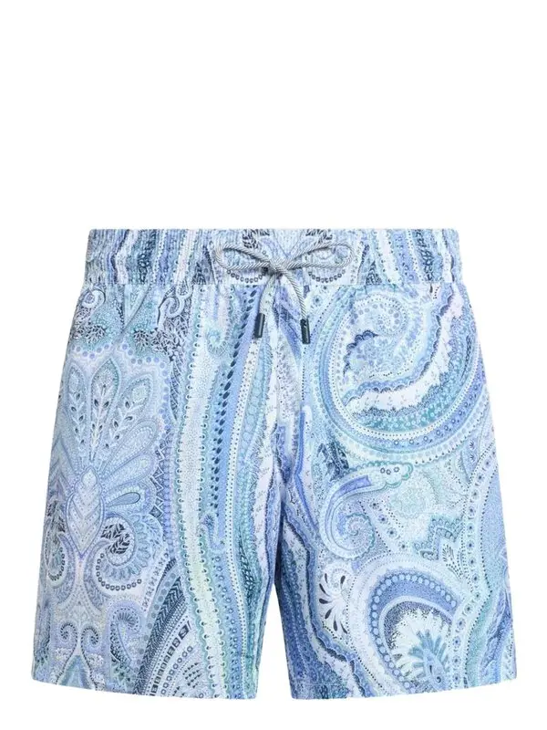 Etro Floral-print Swim Shorts - Blue
