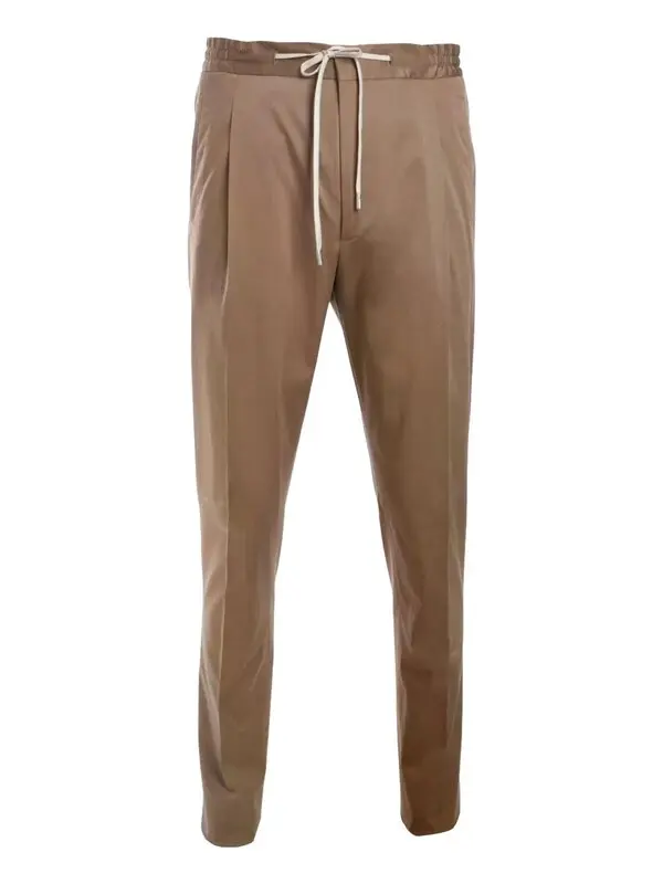 LARDINI Pleated Elasticated-waistband Trousers - Brown