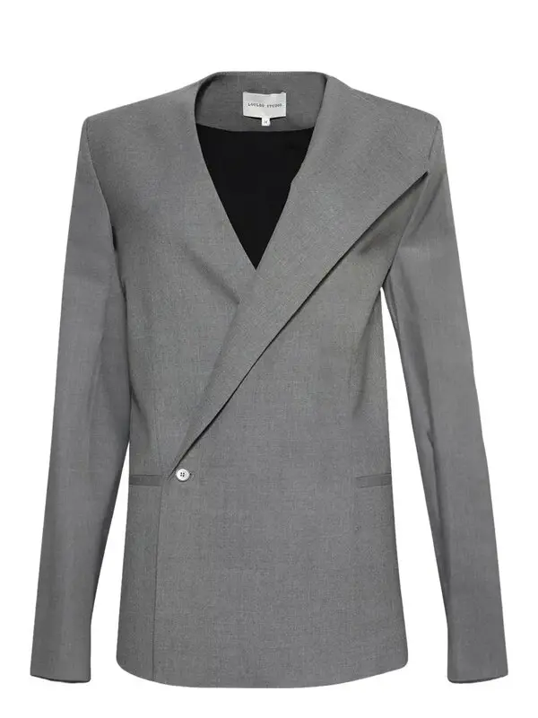 Loulou De Saison Asymmetric Lapel Blazer - Grey