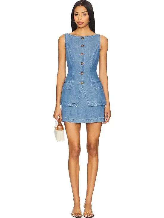 LOVERS AND FRIENDS Belle Mini Dress - Light Denim