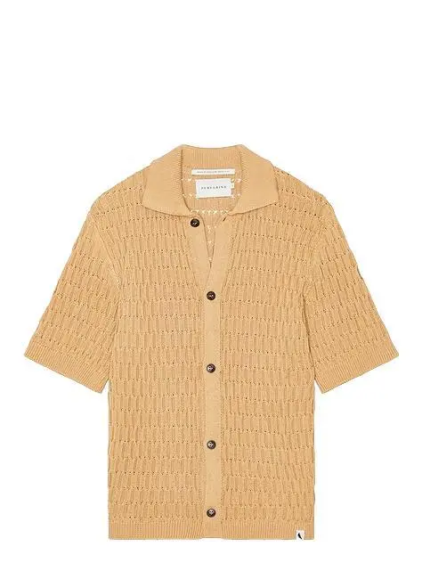 PEREGRINE Cove Knitted Shirt In Brown - Sand