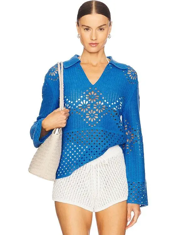 Rails Louiza Crochet Sweater - French Blue